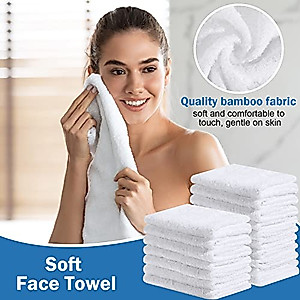 80 Pcs Bamboo Washcloths Towel Bulk 10 x 10 Inch White Washcloths Set Baby Wash Cloth for Bathroom Bamboo Soft Wash Cloths for Face Reusable Absorbent Bathroom Washcloths