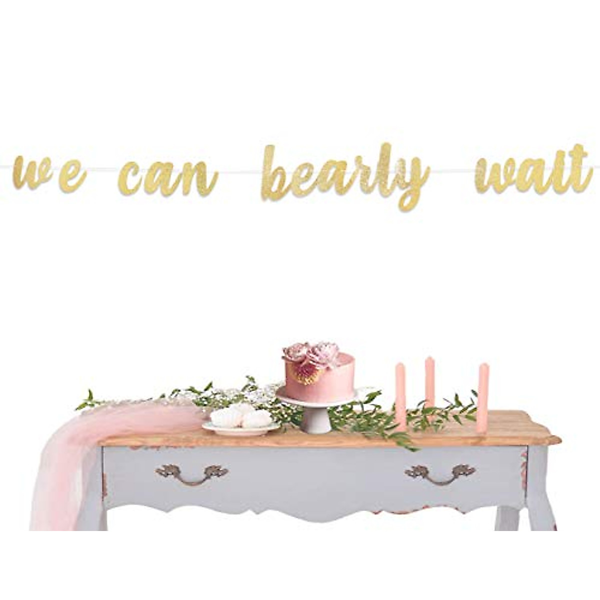 We Can Bearly Wait Banner - Teddy Bear Baby Shower Decorations, Decor for a Bear Themed Baby Shower, Smash Cake Props