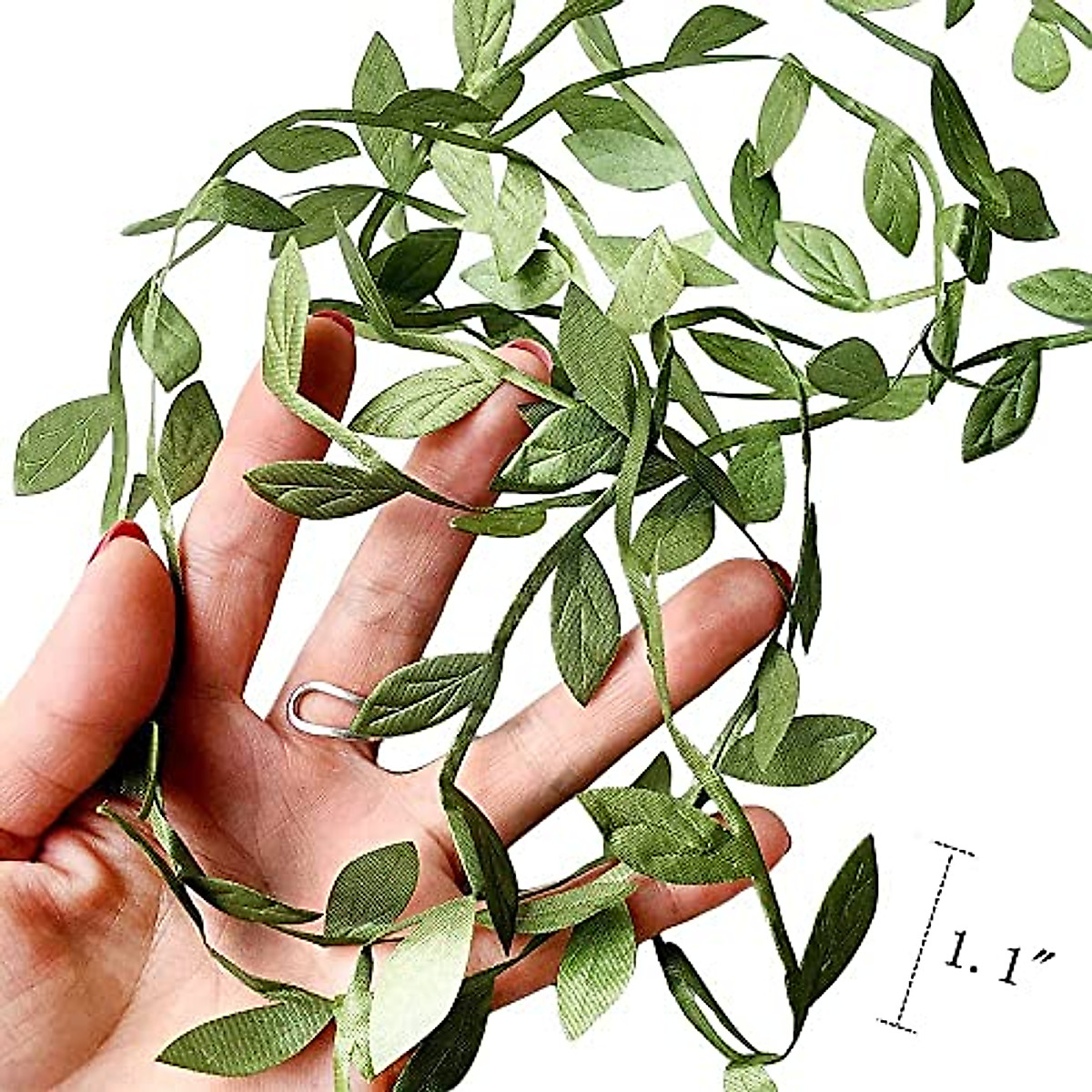 Hecaty 66 ft Large Leaf Ribbon, Artificial Eucalyptus Garland Rattan Leaf String, Decorative Jungle Plant Green, Suitable for Baby Shower Home Wedding Party Balloon Garland DIY Craft