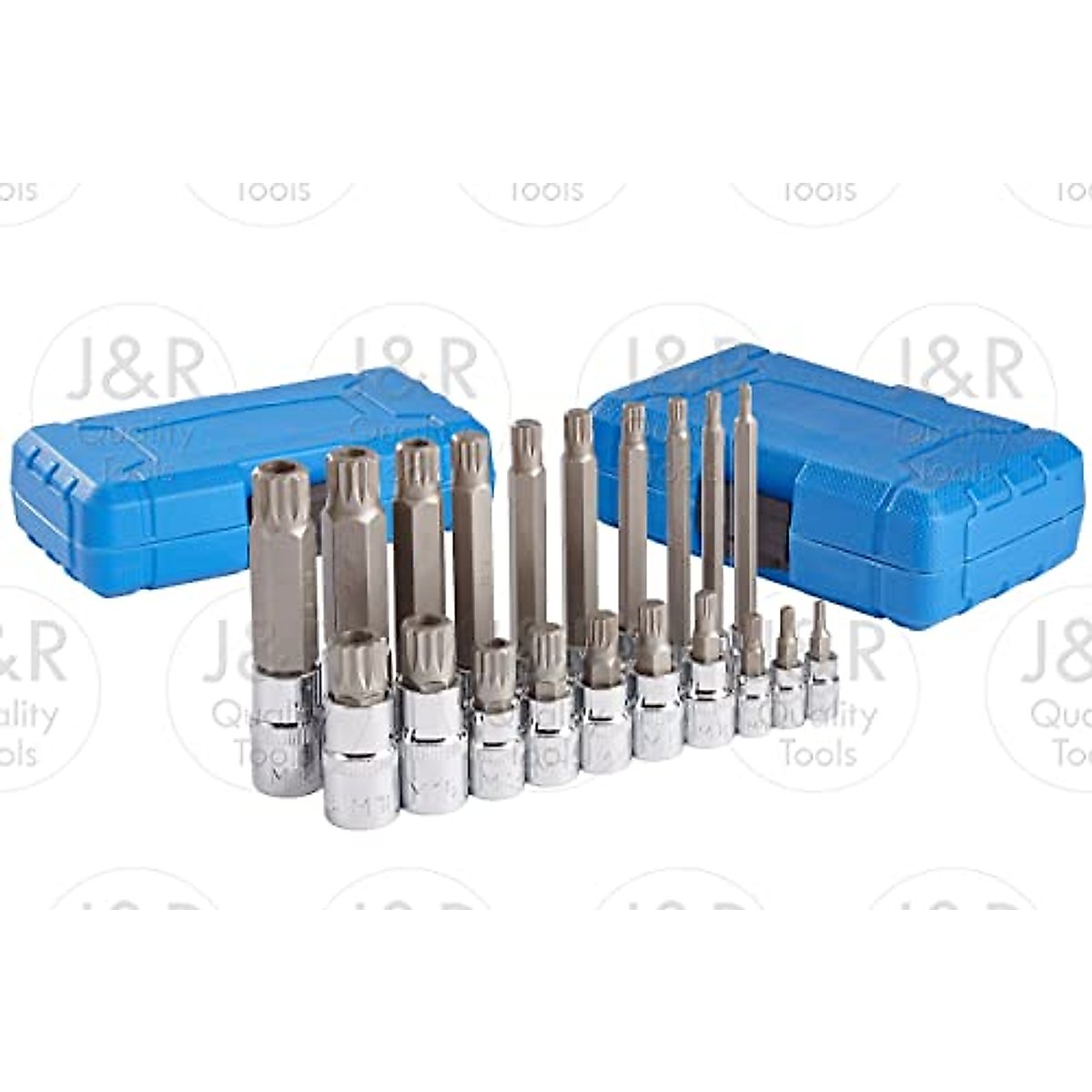 J&R Quality Tools 20pc XZN 12 Point MM Triple Square Spline Bit Socket Set Tamper Proof Set