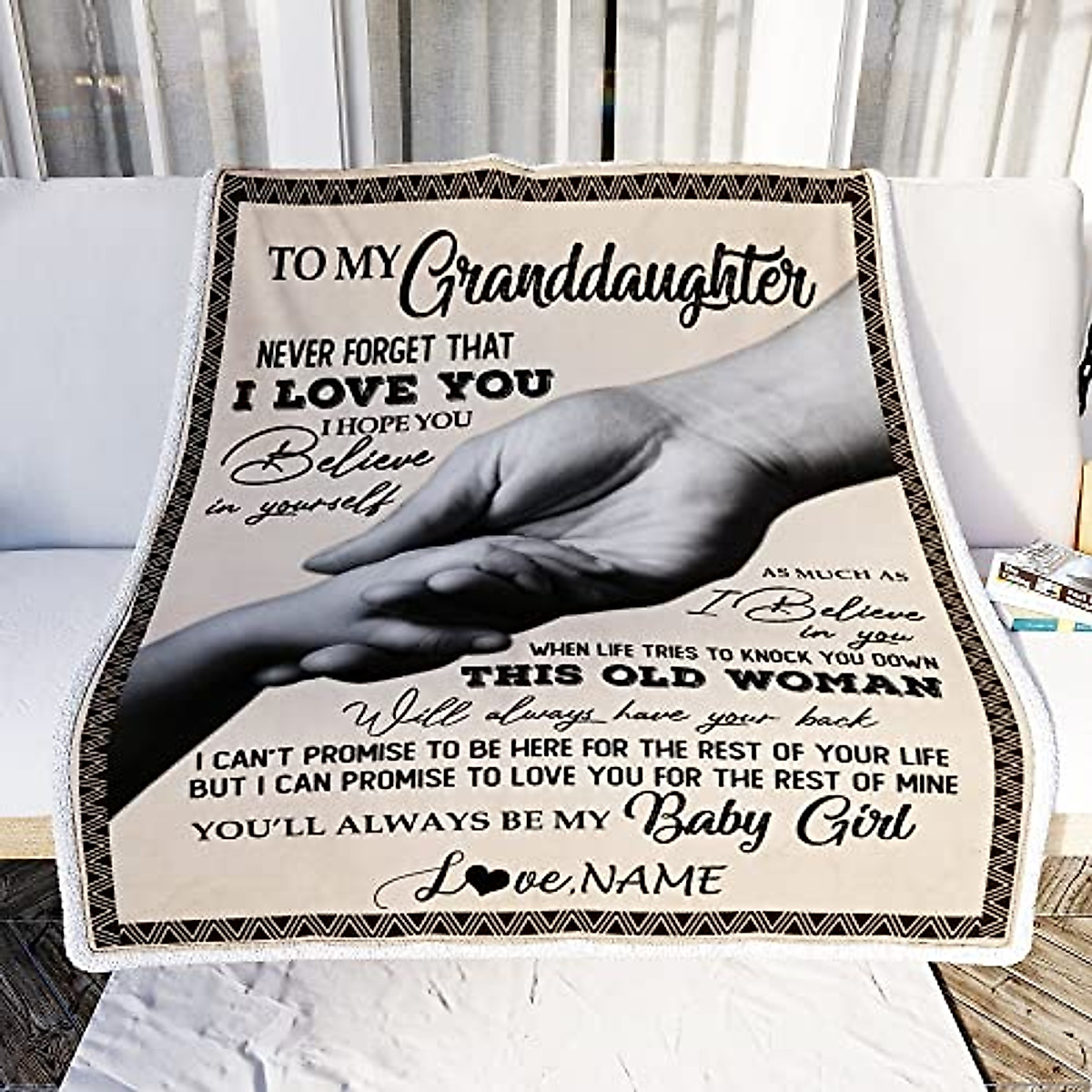 CenturyTee Personalized to My Granddaughter from Grandma Nana Never Forget That I Love You Great Birthday Graduation Christmas Fleece Blanket (50 x 60 Inches - Youth Size)