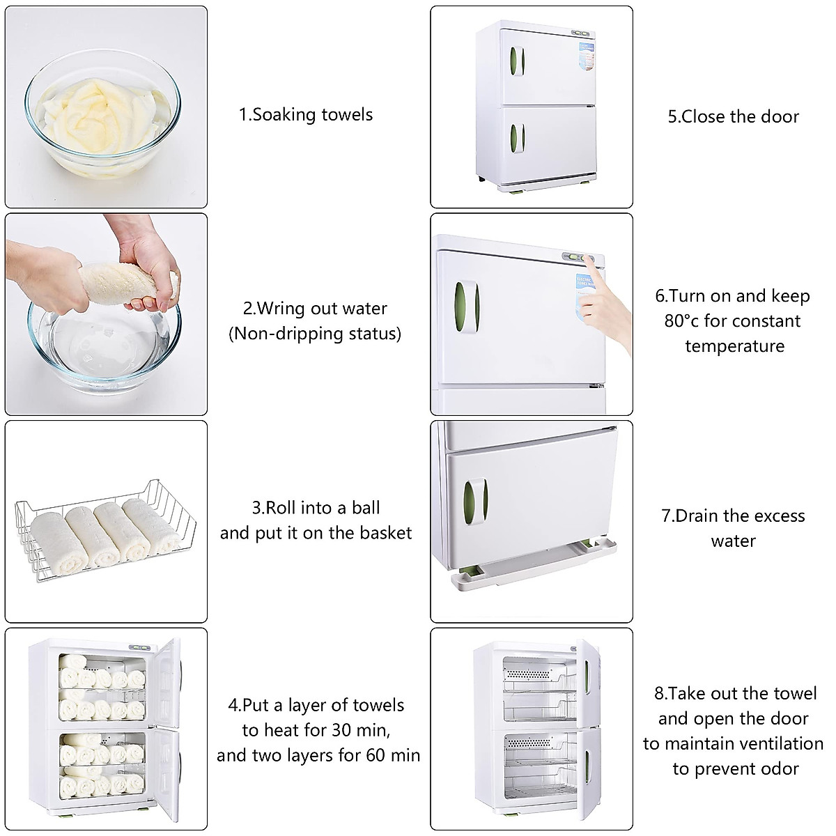 BYOOTIQUE Hot Towel Warmer Cabinet, 46L Extra Large Capacity, 2in1 Professional Double Towel Heater Mechine for Facial Spa, Massage, Hair Salon, Barber, Estheticians, Beauty Salon, White