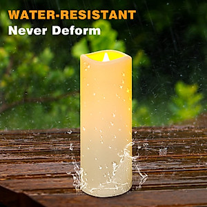 YIWER Waterproof Flameless Candles, 1 Pack Outdoor Battery Operated LED Pillars Candles, Electric Fake Candle Set of 1 with Remote, Halloween, Christmas Decorations