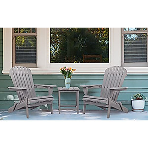 Outdoor Wooden Adirondack Patio Side Table, Cedar Wood Garden End Table, Coffee Table for Indoor or Outdoor