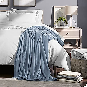 Bare Home Fleece Blanket - Full/Queen Blanket - Coronet Blue - Lightweight Blanket for Bed, Sofa, Couch, Camping, and Travel - Microplush - Ultra Soft Warm Blanket (Full/Queen, Coronet Blue)