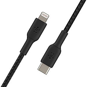Belkin BoostCharge Nylon Braided USB C to Lightning Cable 3.3ft/1M - MFi Certified 18W Power Delivery iPhone Charger Cord - Apple Charger USB C Cable - Fast Charging for iPhone 14, iPhone 13 - Black