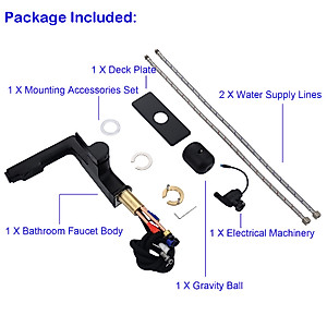 Zexzen Black Bathroom Faucet with Pull Out Sprayer, LED Bathroom Faucet with Temperature Display Modern Sink Faucet for Kitchen RV Bar with 2 Spray Modes and Liftable Vanity Faucet with Deck Plate