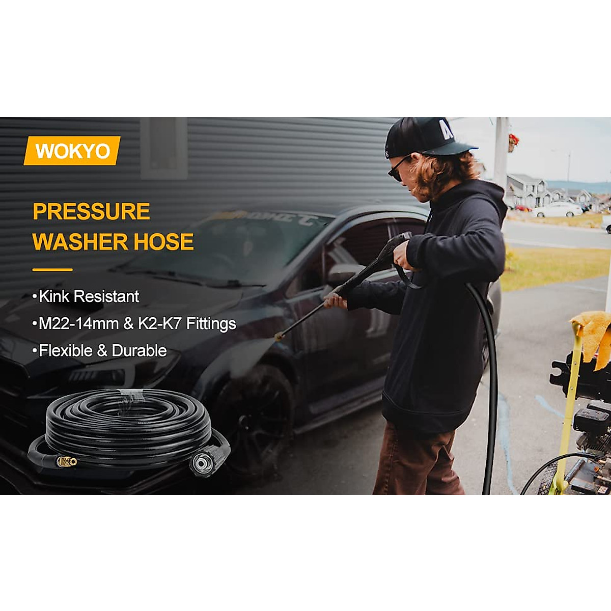 High Pressure Washer Hose Extension and Nozzle for Pressure Washer Fit for Karcher K2 K3 K4 K5 40Mpa/5800Psi Replacement Parts (15m/49ft, Type2)