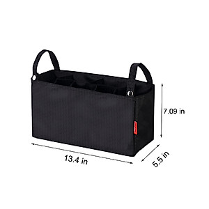 Multifunctional Purse Organizer Insert Liner Stroller Caddy, Universal Fit 7 Slots Stroller Bag Caddy Organizer Console Diaper Storage Accessory Bag(Black)