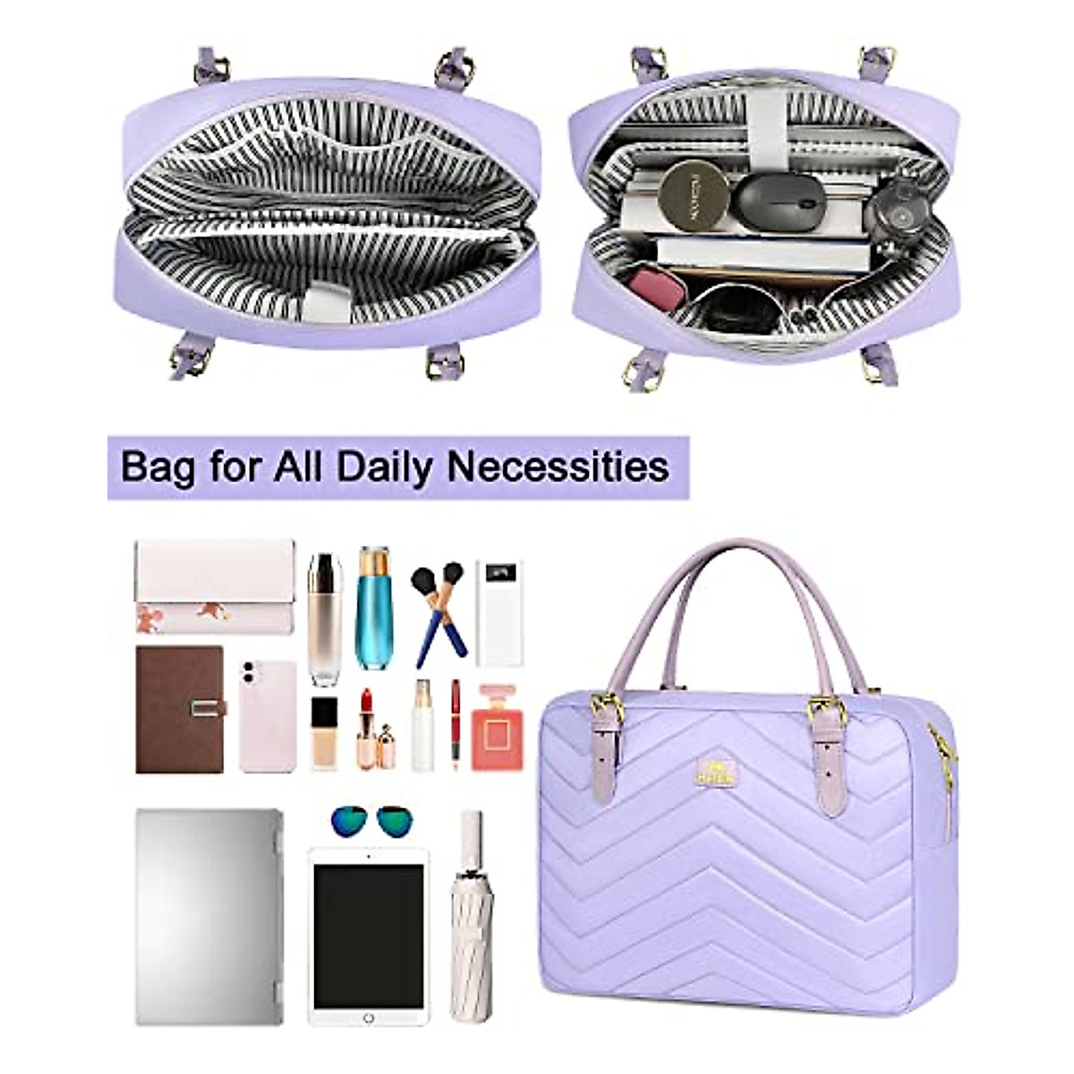 Laptop Bag for Women, 15.6 Inch Slim Computer Bag Laptop Briefcase, Lightweight Water Resistant Laptop Accessories Carrying Case Sleeve Cute Business Work Office Handbag Gifts for Women Travel, Purple