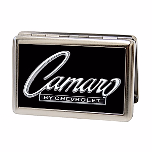 Buckle-Down Business Card Holder 1969 Camaro by Chevrolet Emblem Black Silver Large, 4.0" x 2.9", Multicolor