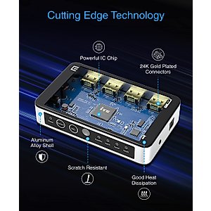 Kinivo HDMI Switch with Audio Extractor 360BNT (3 in one out, Toslink Optical Audio Port, SPDIF, 4K 60Hz, High Speed 18Gbps, IR Remote) - Compatible with Roku, PS5, Xbox, Apple TV, Dolby Digital/Atmos