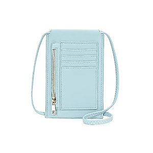 Earnda Small Crossbody Cell Phone Purse for Women Lightweight PU Leather Crossbody Bag with Credit Card Slots Blue