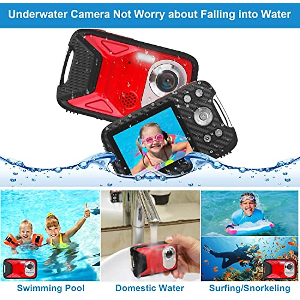 Waterproof Digital Camera HD 1080P 36MP Kids Digital Camera with 32G SD Card Compact Portable Digital Camera,Rechargeable Electronic Mini Vlogging Camera for Kids