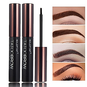2PCS Peel Off Tattoo Eyebrow Gel, Long Lasting Waterproof Eyebrow Tattoo Makeup,Natural Elegant Eyebrow Tattoo Peel Off for Woman Girls - Brown