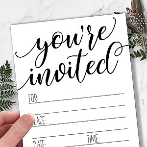 Classic Script Invitations (20 Count) with Envelopes - Sweet Heart Design