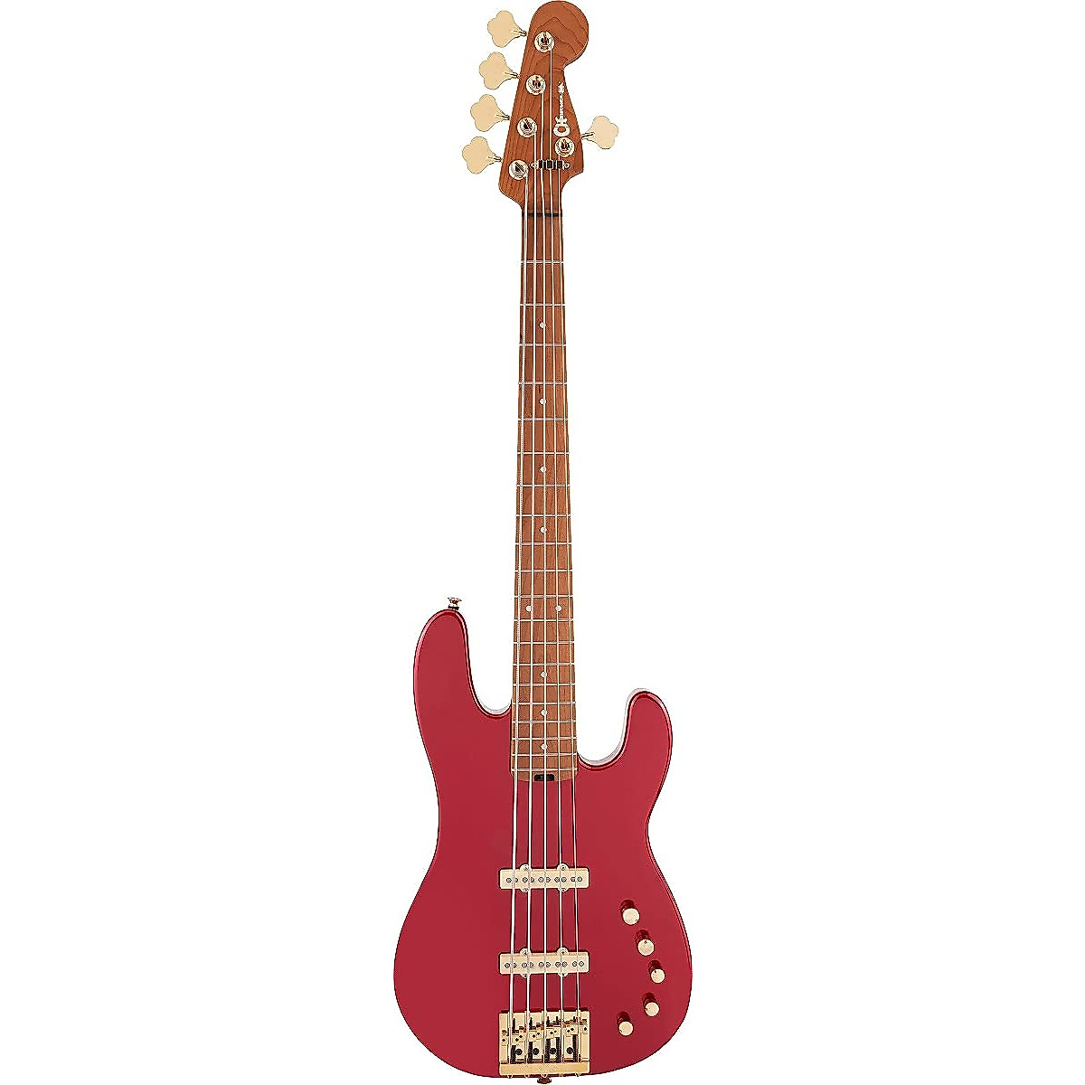 Charvel Pro-Mod San Dimas Bass Guitar JJ V, Caramelized Maple Fingerboard (Candy Apple Red)