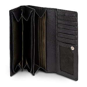 LEABAGS Leather Wallets for Women - RFID Blocking Button Closure 18 credit card slots - Women's Wallets Small Genuine Leather Bifold Compact