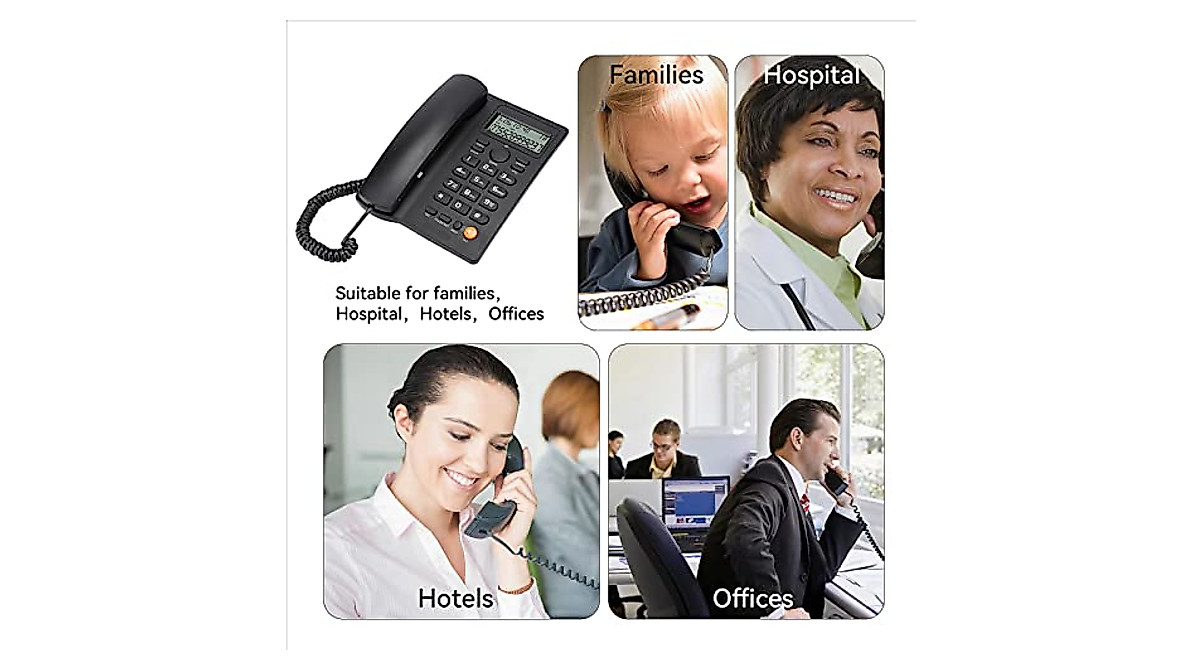 Corded Landline Phone w/ Big Buttons, Caller ID | Easy Use