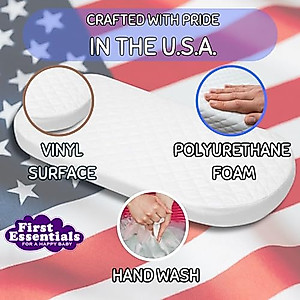 First Essentials Bassinet Cradle Mattress Pad (Oval, 12X26) for Newborn Comfort Breathable Easy Clean Hypoallergenic Waterproof Made in USA