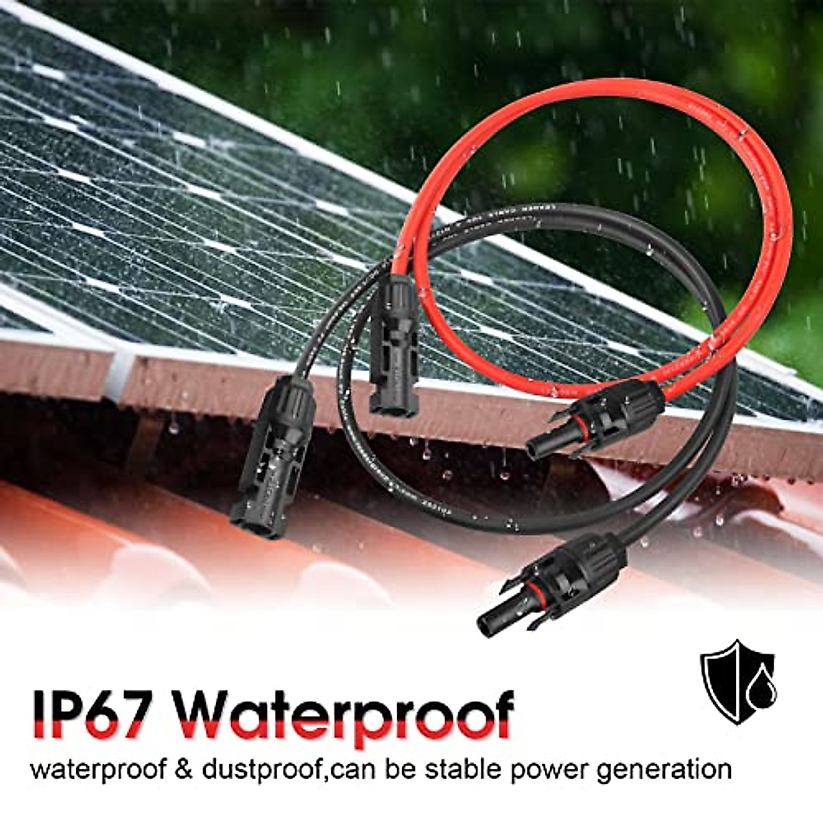 PAEKQ 10AWG Solar Extension Cable 3FT Extension Cable for Solar Panels 10 Gauge IP67 Waterproof Solar Panel Wire with Male and Female Connector,New Energy Extension Cable(3Feet Black+3Feet Red)