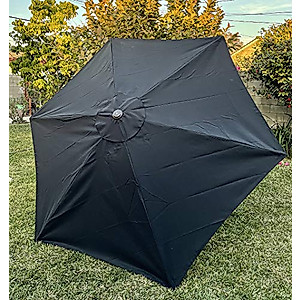BELLRINO Replacement * BLACK * Umbrella Canopy for 9 ft 6 Ribs (Canopy Only) (BLACK-96)