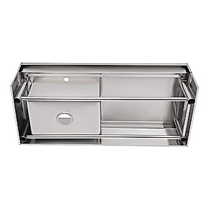 Commercial Sink, Free Standing Stainless Steel Single Bowl Restaurant Kitchen Sink Set w/Faucet & Drainboard, Prep Utility Washing Hand Basin w/Workbench Storage Shelves Indoor Outdoor