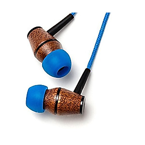 Symphonized XTC Premium Genuine Wood in-Ear Noise-isolating Headphones with Microphone (Blue Nylon Cord)