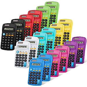 Pocket Size Student Function Calculator Basic Solar Battery Calculator Bulk Mini Colorful Calculator for Student Kids School Home Office Desktop Accounting Tools (18 Pieces)