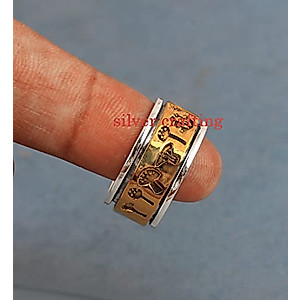 Spinner Handcrafted Band 925 Sterling Solid Silver Spinner Ring Band Two Tone Gold Design Spinner Ring (7)