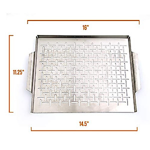 Yukon Glory YG-719 Premium Large Stainless Steel Pan Topper Tray for Outdoor Grill - Perfect for Veggie Grilling,BBQ and More - Great Grilling Accessories and Grilling Gifts