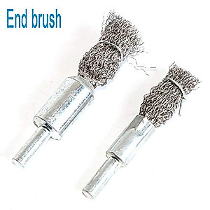 FPPO Stainless Steel Wire Wheel Brush & Crimped Cup Brush Kit for Drill,Fine Wire Diameter 0.0059 Inch,for Rotary Tool with 1/4-Inch Shank,Removal of Rust,deburring,paint (7pcs)
