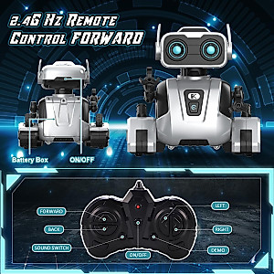 REMOKING Robot Toy, STEM Remote Control Robot Toys for Kids, Educational Intelligent RC Robots with Dance, LED Eyes, Interactive Smart Robot Toys Gifts for Boys Girls Kids 3 4 5 6 Years Old