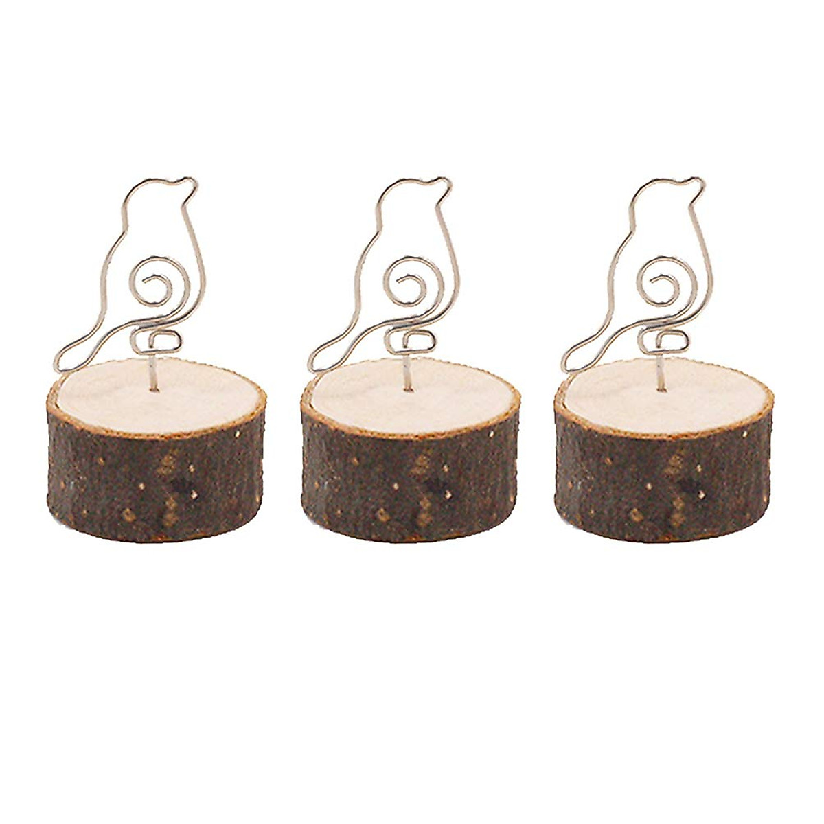 Amosfun 12 Pcs Wooden Table Name Number Holder Photo Picture Menu Note Memo Clips Holder for Wedding Office Christmas Table Decorations (Bird Shape)