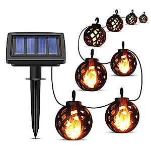 DANN Solar String Lights LED Outdoor Waterproof Flickering Flame Hanging Solar Lantern Lamp with 8 Ball for Patio Garden Yard
