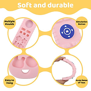 THOOKE Remote Teether for Baby, 2Pcs Silicone Teething Toys for Infant Toddler 0-12 Months, Game Control Chew Gel Gifts for Newborn Kids/Boy/Girl, BPA Free Freezable Relief Molars Gums Pain