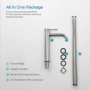 KIBI KBF1009 Solid Brass Single Handle Circular Faucet for Bathroom Sink | High Arc Faucet spout (Brushed Nickel)