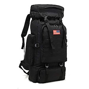 ÖSSZEFUT Military Tactical Backpack 70L/80L Large Camping Hiking Backpack Rucksack Waterproof Traveling Daypack Survival Gear Molle Equipment Black Color
