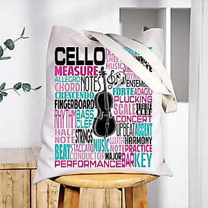BWWKTOP Cello Canvas Tote Bag Cellist Gifts Cello Players Shoulder Bag Cellist Musician Gifts (Cello TG)