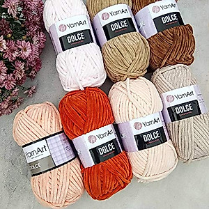 YarnArt Dolce Yarn Velvet Yarn 100% MicroPolyester Lot of 2 skn 264 Yards 2x100gram Super Bulky :6 Baby Chenille Yarn (742 Black)