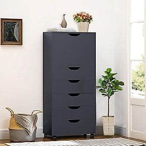 Naomi Home Ultimate Sewing & Craft Storage Cabinet - 6 Drawer Organizer for Arts, Crafts, Sewing Supplies & More - Black Multipurpose Cabinet with Ample Space - 6 Drawer, Black