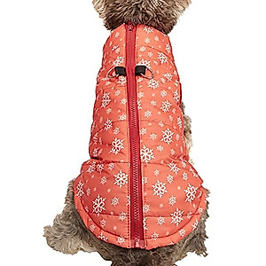Jecikelon Small Dog Winter Coat Windproof Warm Puppy Jacket Zip Up Dog Snowproof Vest with D-Ring (Medium, Y04 Red2)