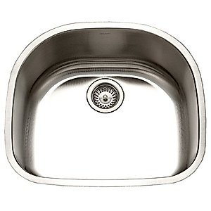 Houzer STS-1400-1 Eston Series Undermount Stainless Steel Single D Bowl Kitchen Sink, 18 Gauge