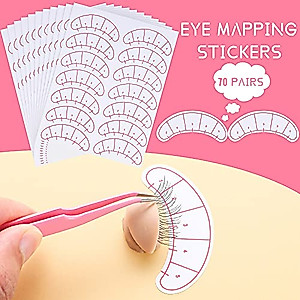 6 Pairs Replacement Eyelids Removable Realistic Eyelids with Eyelashes for Mannequin Head with 10 Pieces Eye Mapping Stickers for Lash Extension Training Eyelash Practice, Makeup Eyelash (Nude)