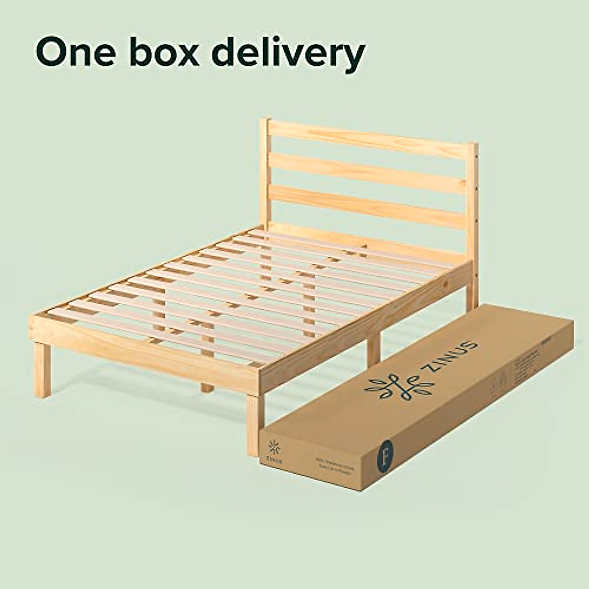 ZINUS Robin Wood Platform Bed Frame with Headboard / Wood Slat Support / No Box Spring Needed / Easy Assembly, Twin