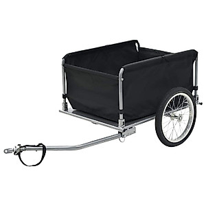 Tidyard Bike Cargo Trailer, Foldable Drawbar, Removable Cargo Compartment, Removable, Weather-Resistant Cover, Hook and Loop Fasteners, Black and Yellow 65 kg