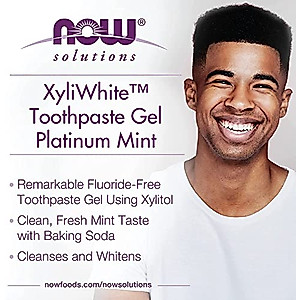NOW Solutions, Xyliwhite™ Toothpaste Gel, Platinum Mint, Cleanses and Whitens, Fresh Taste (Pack of 2)