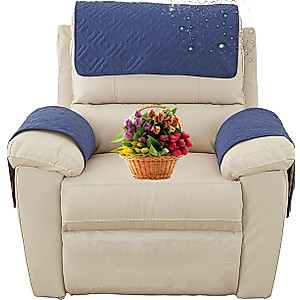 MeRcri Headrest Cover Armrest Cover Recliner Sofa Waterproof Recliner Chair Covers Nonslip Armrest Slipcover Furniture Protector for Recliner Chair Sofa 1 2 3 Seat (Color : Cangqing, Size : 1 seat)