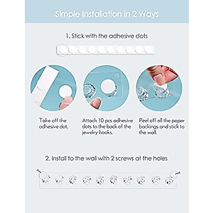 Zreal Necklace Holder, Acrylic Necklace Hanger, Wall Jewelry Organizer with 10 Jewelry Hooks in Seashell Shape (2-pack Clear)