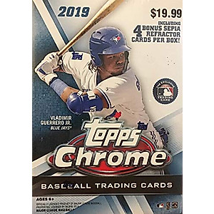Topps 2019 Chrome Baseball Retail Blaster Box (8 Packs/4 Cards: 4 Sepia Refractors)